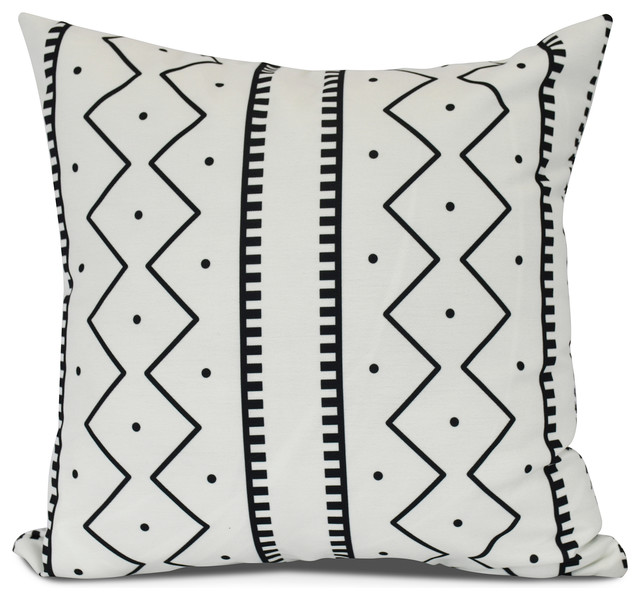 Mudcloth, Geometric Print Pillow, Cream, 16" x 16" - Contemporary ...