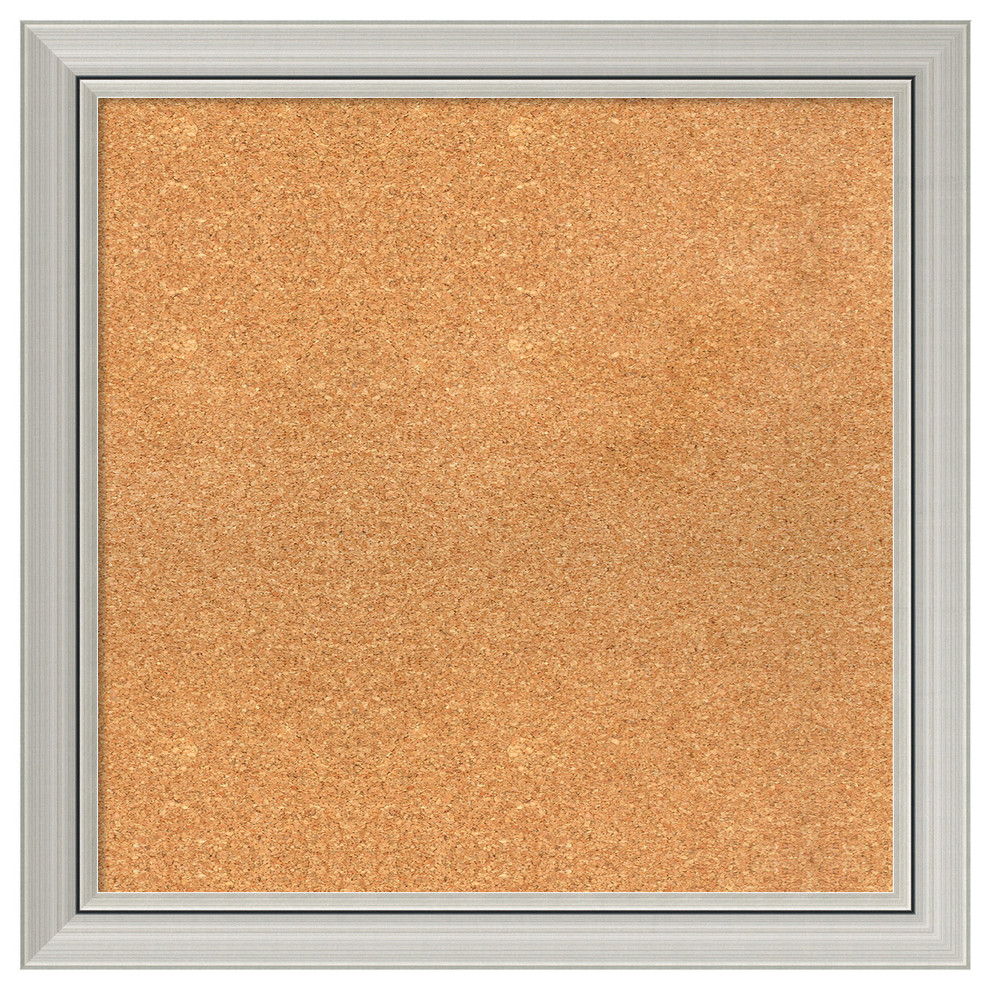 Framed Cork Board, Small-Large, Romano Silver Wood - Transitional ...