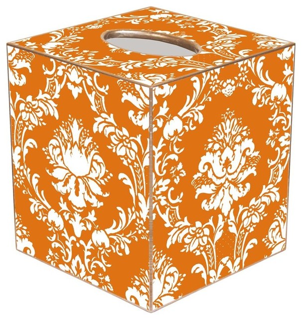 TB2532 - Orange Damask Tissue Box Cover - Traditional - Tissue Box ...