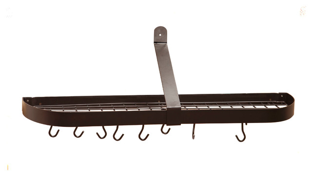 Oiled Bronze Wall Pot Rack With Grid And 12 Hooks - Contemporary - Pot ...