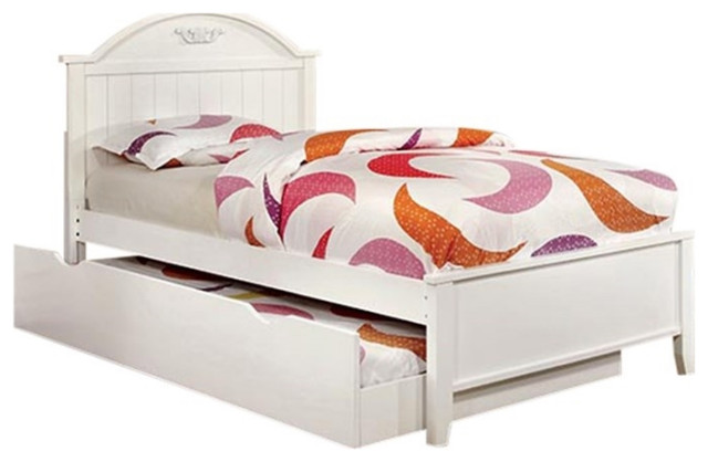 Rosebery Kids Transitional Wood Twin Kids Platform Bed, White, Twin ...