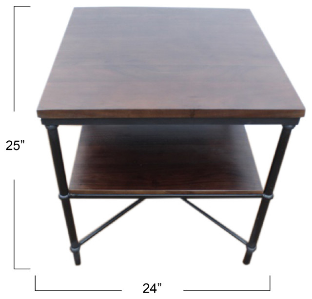 Saratoga Rustic Solid Wood and Iron End Table - Industrial - Side ...
