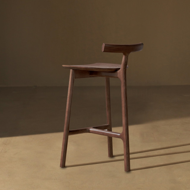 Nordic-Styled Bar High Stool Made of Solid Wood, H23.6" - Midcentury ...