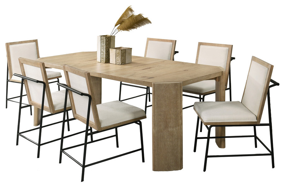Magnus Oak Finish Extendable Rectangular Dining Table Set and ...