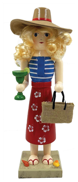 14" Lady at the Beach Nutcracker - Beach Style - Holiday Accents And ...