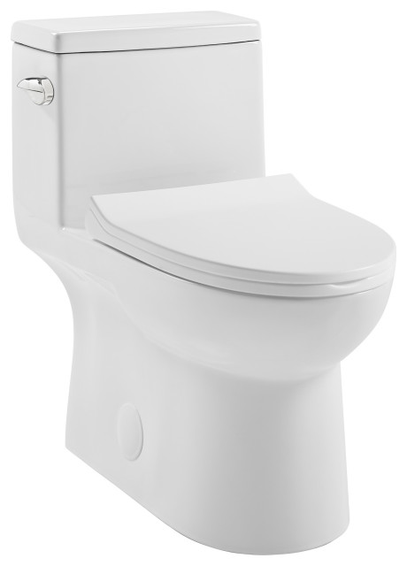 Daxton One Piece Elongated Left Side Flush Toilet 1.28 GPF ...
