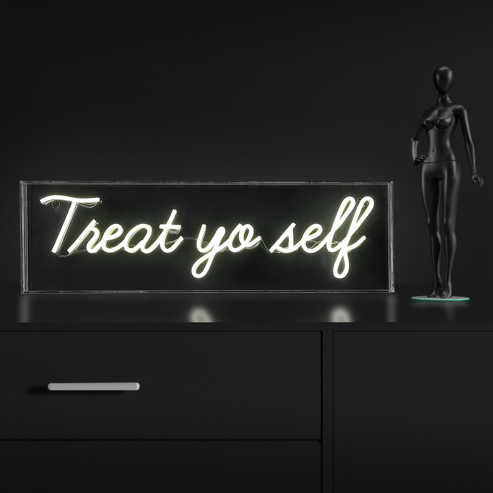 Treat Yo Self 20" Contemporary Acrylic Box USB Operated LED Neon Light ...