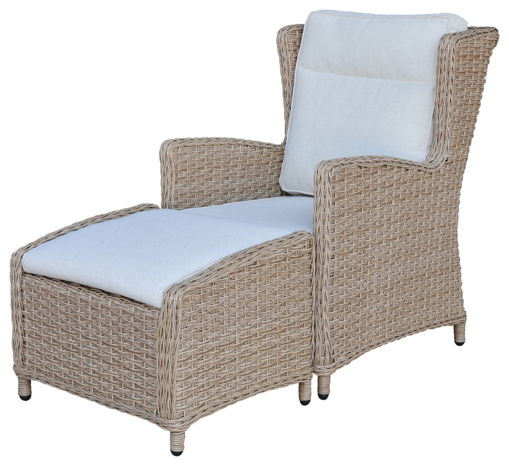 Outdoor Wicker Patio Lounge Chair with Cushion - Transitional - Outdoor ...