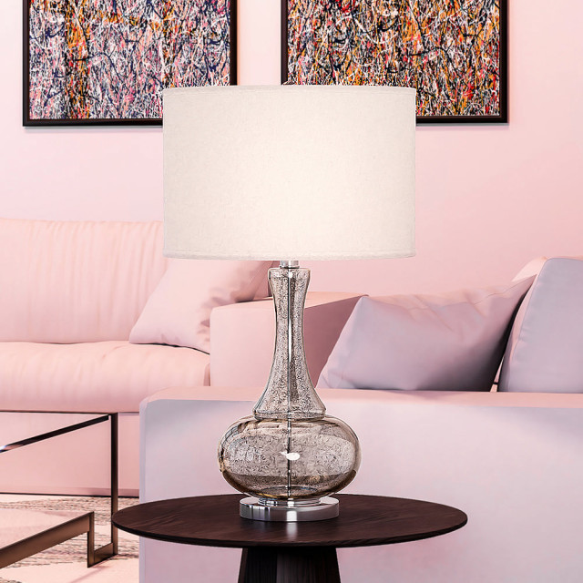 French-Country Table Lamp 16''W x 16''D x 28''H, Antique Mercury Finish ...
