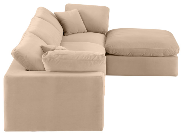 Comfy Upholstered L-Shaped Modular Sectional, 4-Piece: 1 Armless Chair ...