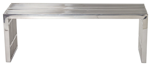 Modern Contemporary Living Room Medium Metal Bench Silver ...