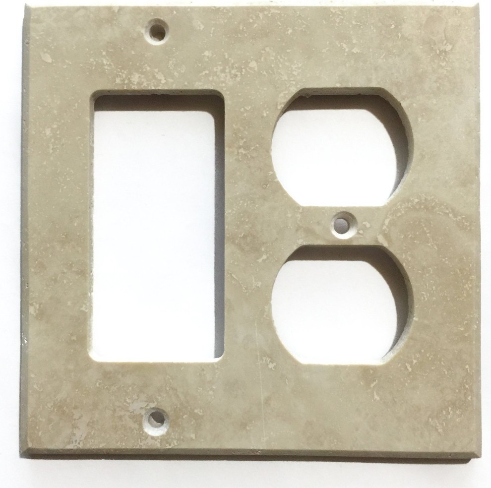 Ivory Travertine Rocker Duplex Switch Wall Plate / Switch Plate / Cover ...