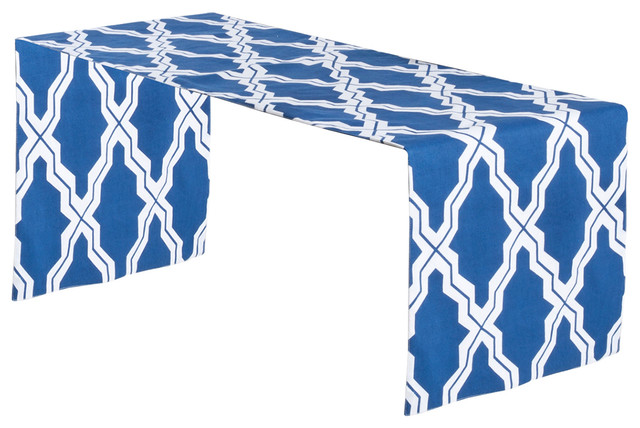 Two Tone Moroccan Design Cotton Table Runner, 16"x72" lar ...