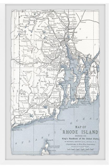 "Gray Rhode Island Map" Framed Painting Print, 24"x36" - Contemporary ...