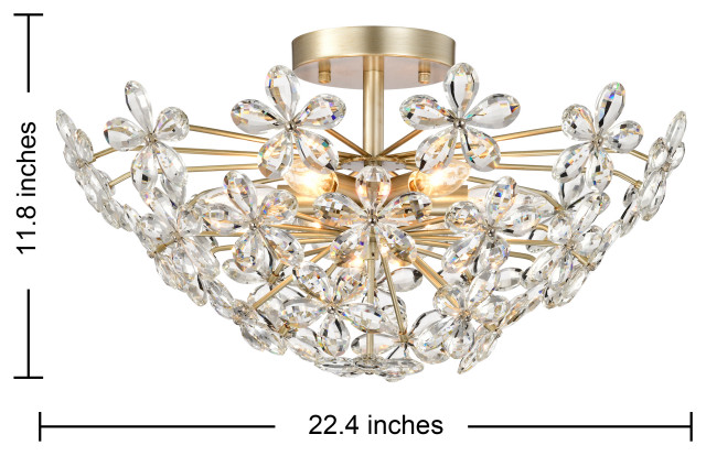 Grace 6-Light Daisy Flower Crystal Large Size Flush Mount ...