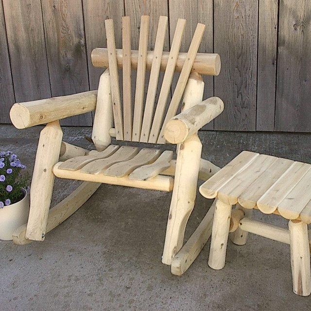 Rustic White Cedar Log Rocker - Rustic - Outdoor Rocking Chairs - by ...