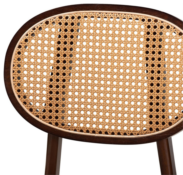 Baxton Studio Darrion Grey Fabric and Brown Wood 2-Piece Dining Chair ...