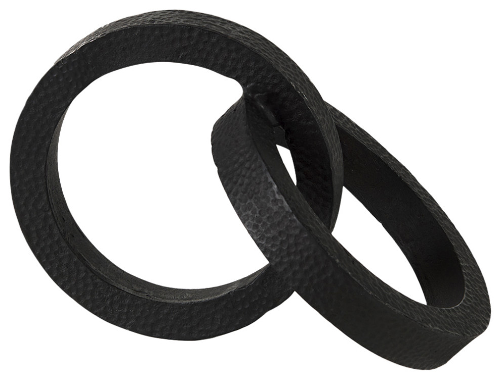 Rafiki Two Silver Blackened Hammered Finish Metal Conjoined Circles ...