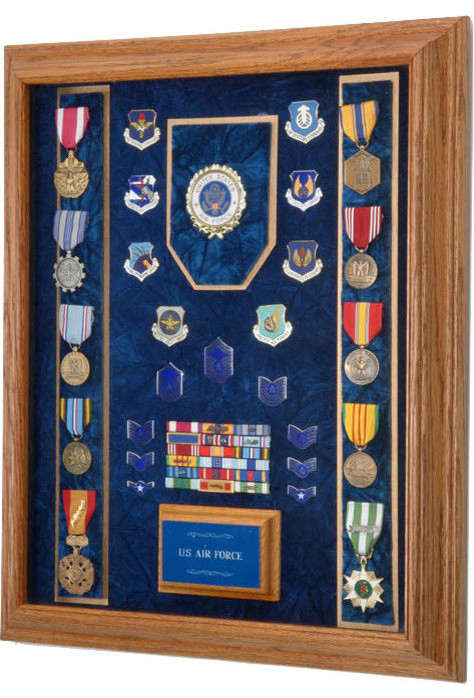 16" X 20" Solid Oak Military Award and Display Case With Strips ...