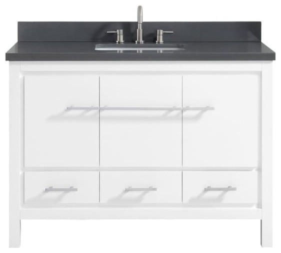 Azzuri Riley 48" Vanity, White With Gray Quartz Top - Transitional ...