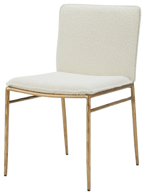 Modrest Atlanta Modern Off-White Fabric and Brass Dining Chair ...