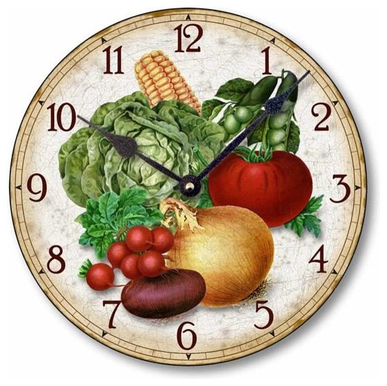 Vintage-Style Seed Packet Vegetables Wall Clock, 10.5 Inch Diameter ...