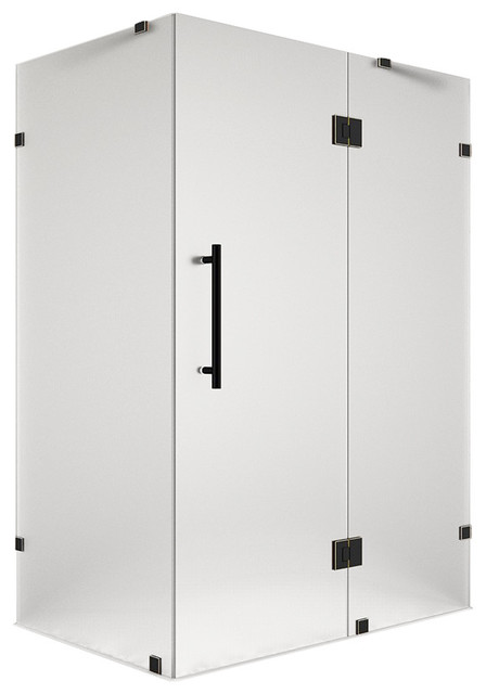 Avalux Frameless Shower Enclosure Frosted Glass, Oil Rub Bronze, 39"x36 ...