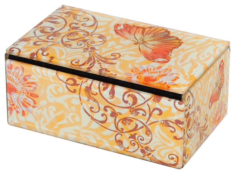 Glass Butterfly Keep Sake Box, 5.25x 3.25x2.2 - Contemporary ...