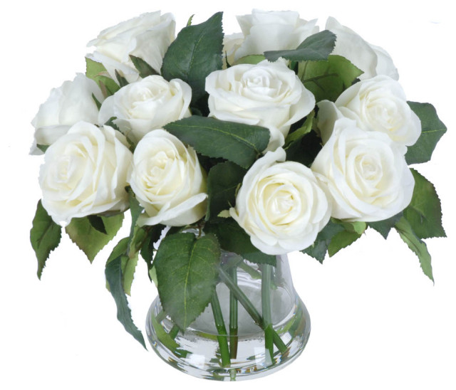 White Roses arrangement - Modern - Artificial Flower Arrangements - by ...