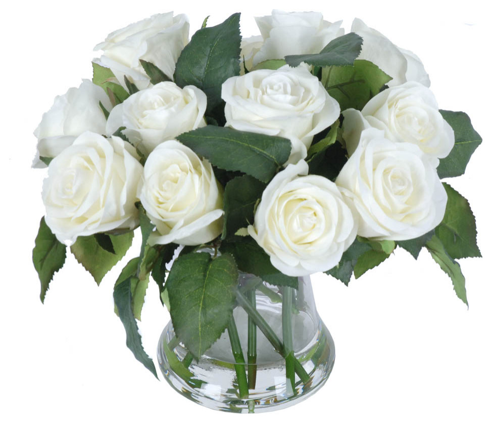 White Roses arrangement - Modern - Artificial Flower Arrangements - by ...