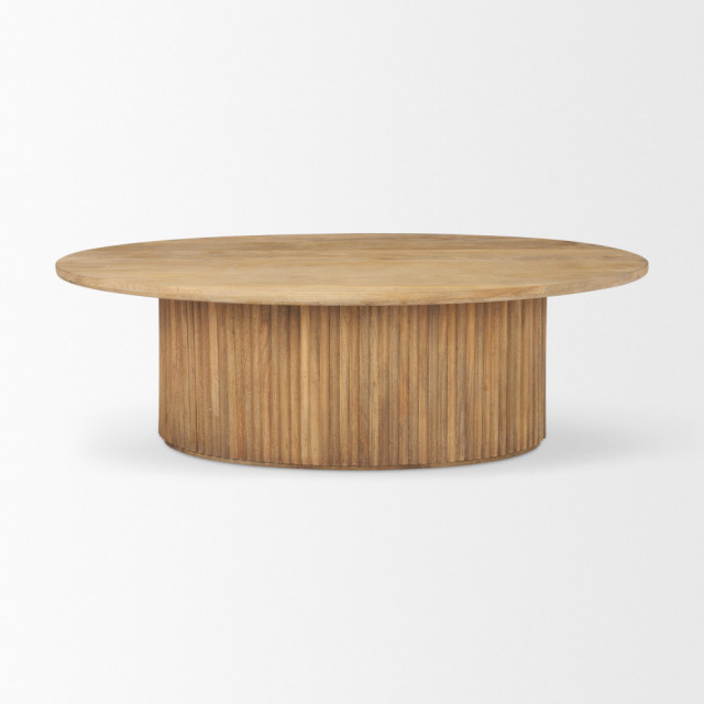 Terra Light Brown Solid Wood Oval Fluted Coffee Table - Transitional - Coffee Tables - by ...