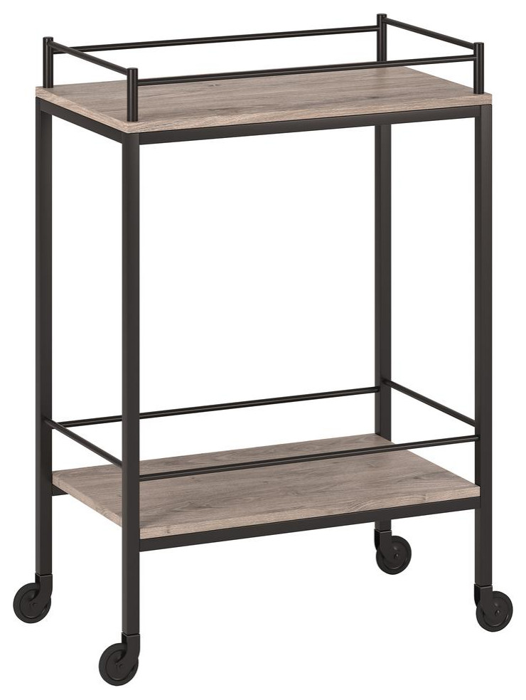 Barnes 23.5'' Wide Rectangular Bar Cart in Antiqued Gray Oak ...