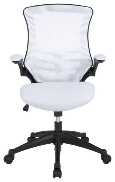 Pemberly Row Contemporary Mid Back Mesh Office Swivel Chair in White ...