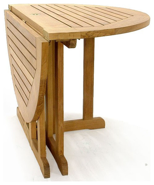 5-Piece Outdoor Teak Set, 48" Butterfly Table, 4 Giva Chairs, Sunbrella ...