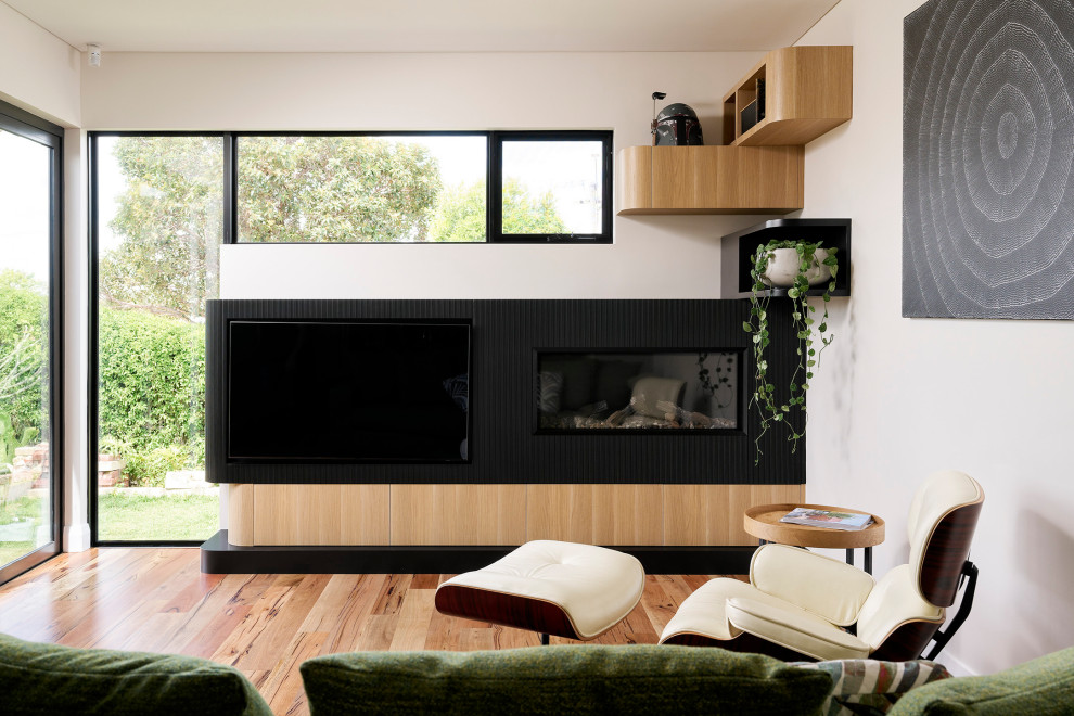 Narrow Scandi home with texture and colour - Scandinavian - Living Room ...