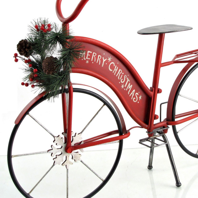 Small Iron "Merry Christmas" Bicycle Decor - Contemporary - Outdoor ...