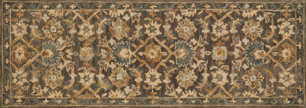 Victoria Wool Hand Hooked Area Rug, Dark Taupe, 2'6"x7'6" - Traditional ...