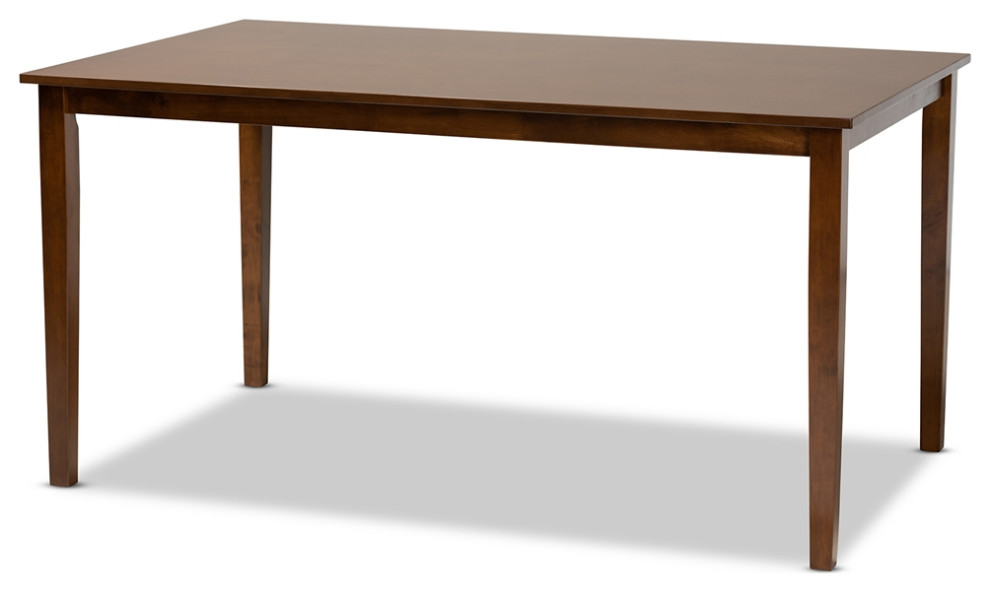 Modern Walnut Brown Finished Rectangular Wood Dining Table ...