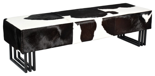 Brooks Black/White Hide Bench - Contemporary - Upholstered Benches - by ...