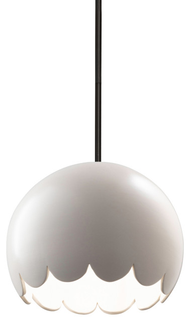 Radiance Scallop Pendant, Matte White, Matte Black, Rigid Stem, LED ...
