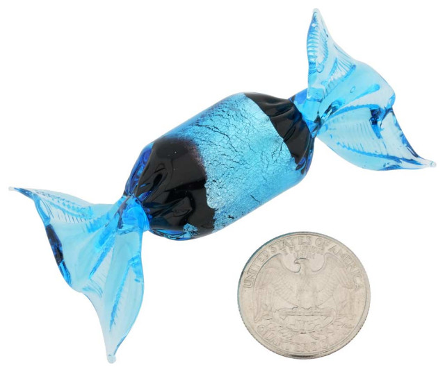 GlassOfVenice Murano Glass Rectangular Candy - Silver Sky Blue ...