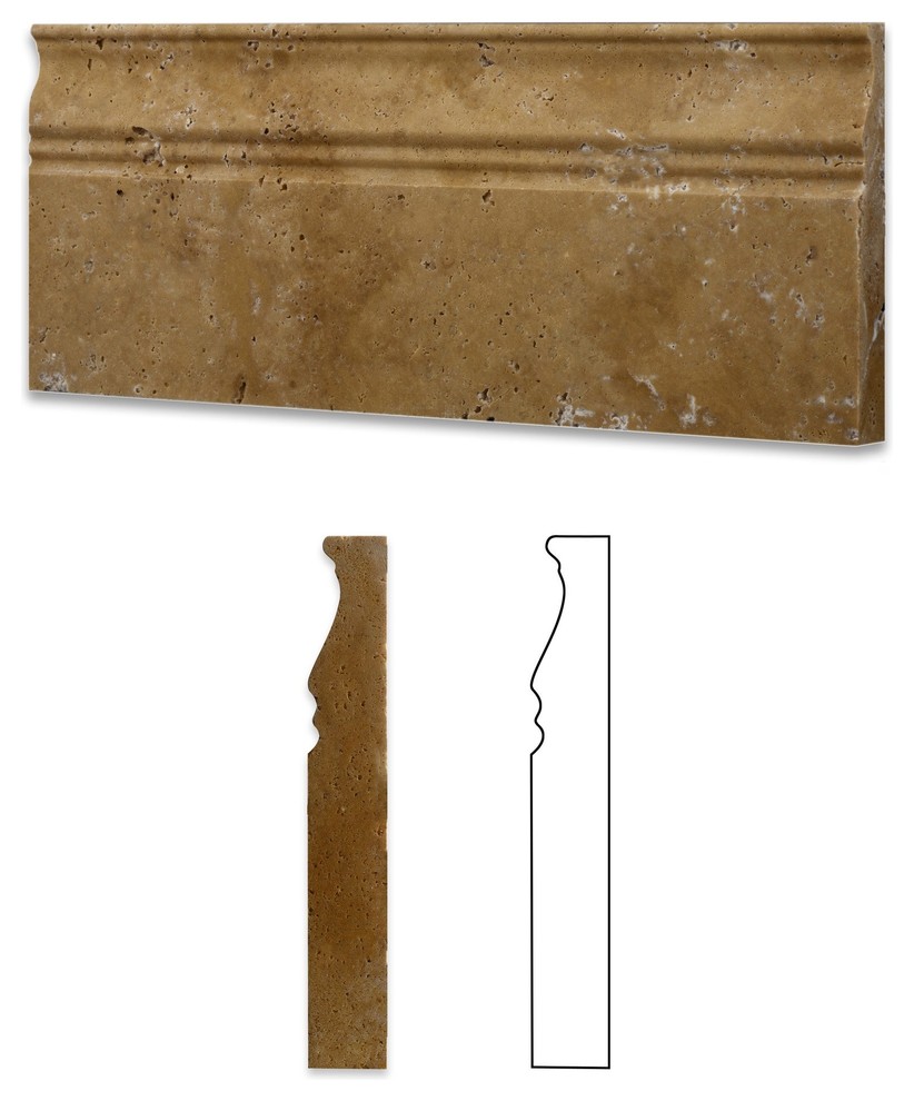 Gold / Yellow Travertine Honed 5" x 12" Baseboard Trim Molding ...