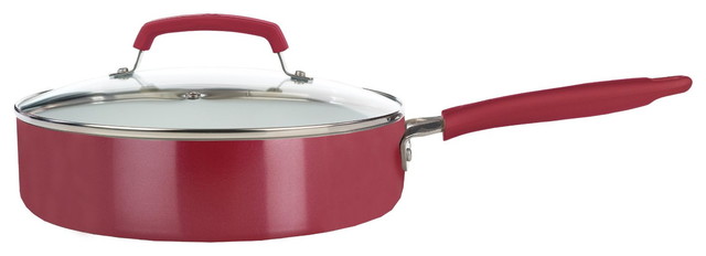 WearEver Pure Living Nonstick Ceramic 3.5 Quart Covered Red Skillet ...
