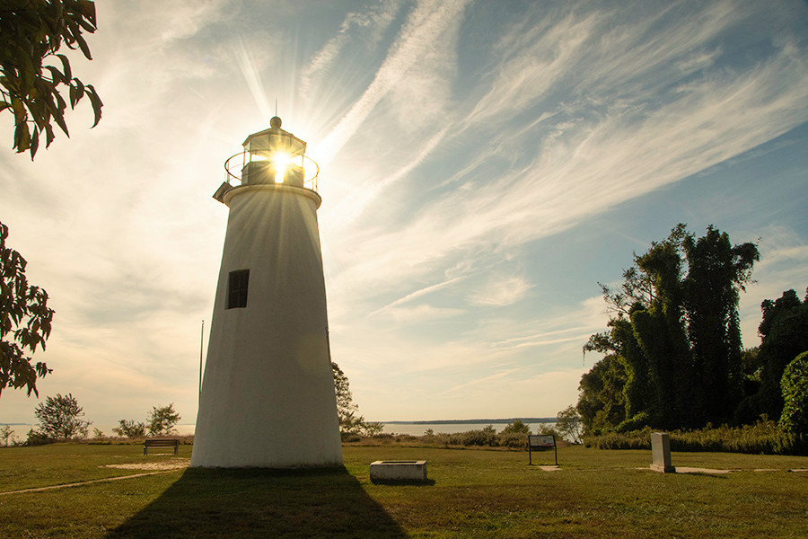 Turkey Point Lighthouse with Sun Flare Horizontal Unframed Wall Art ...