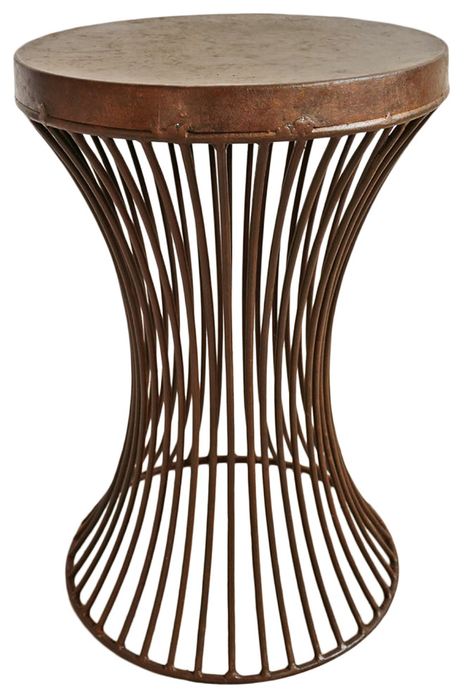 Rust Iron Hourglass Side Table - Industrial - Side Tables And End ...