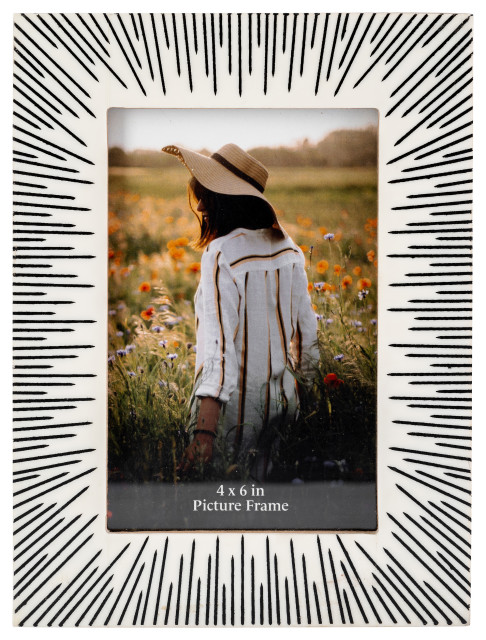 Resin, 4X6 Burst Lines Photo Frame, Black/White, 6x1x8 inches ...