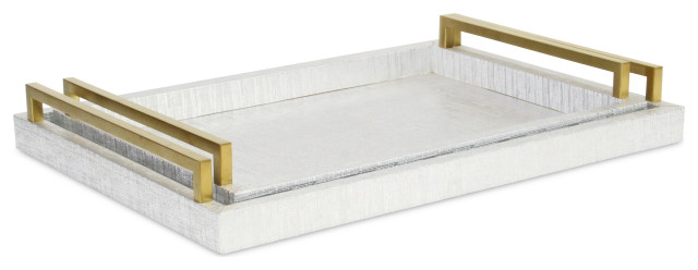 Lusan Vinyl Tray Set - Silver Linen - Contemporary - Serving Trays - by ...