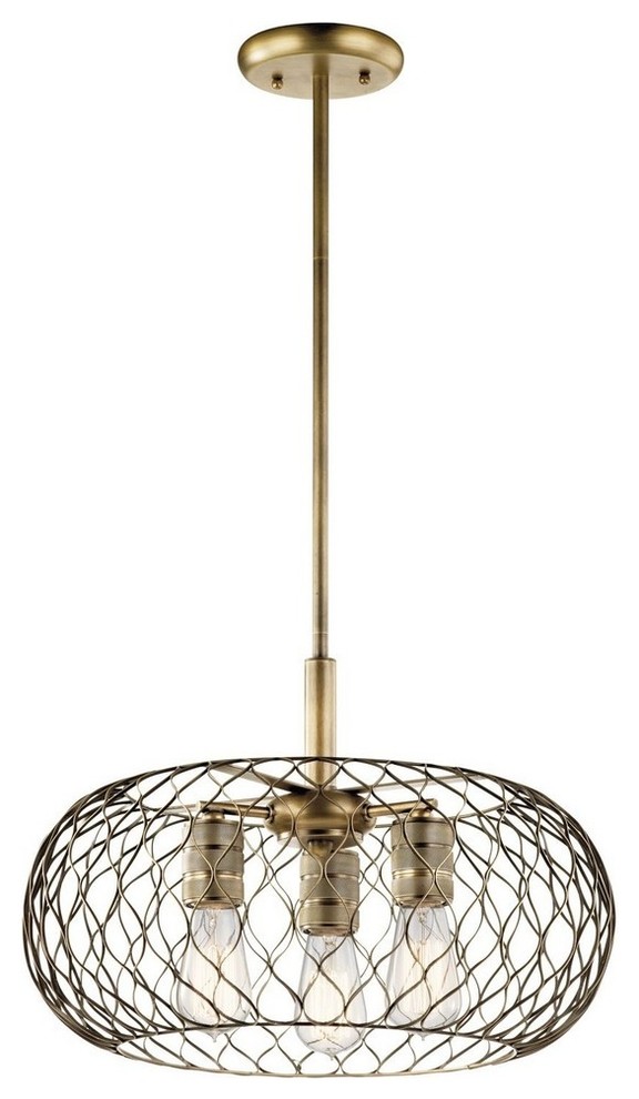 Devin Pendant 3-Light, Natural Brass - Industrial - Pendant Lighting ...