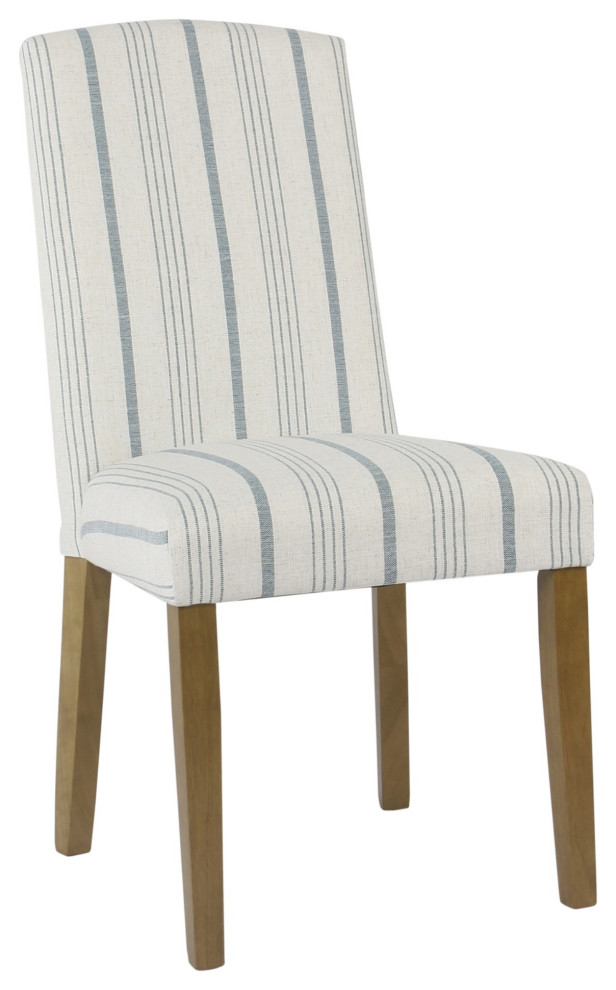 Dining Chairs With Stripe Pattern Fabric Upholstery, Blue & White, Set ...