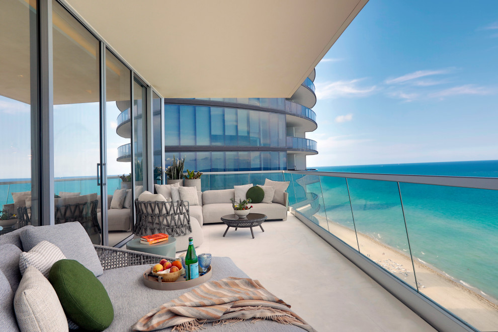 A Turnberry Ocean Club Elegant Home - Contemporary - Balcony - Miami ...